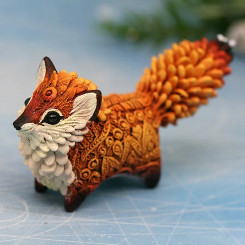 Squirrel Statue Mini Fox Desk Resin Crafts Resin Figurine Decoration ...
