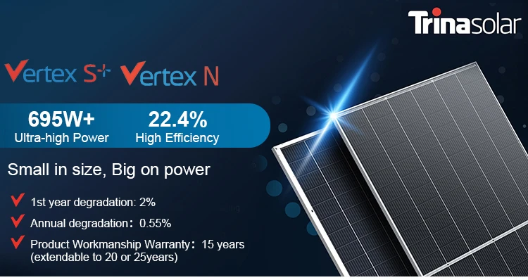 Monocrystalline Trina Vertex N Type Bifacial Dual Glass 675w 680w 695w 700w Trina Solar 670w For ...