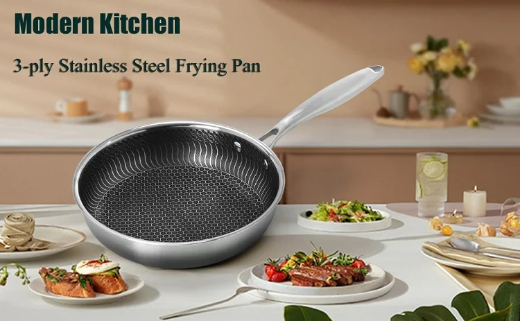 Wholesale Honeycomb Nonstick Cooking Pan - Triply Stainless Steel