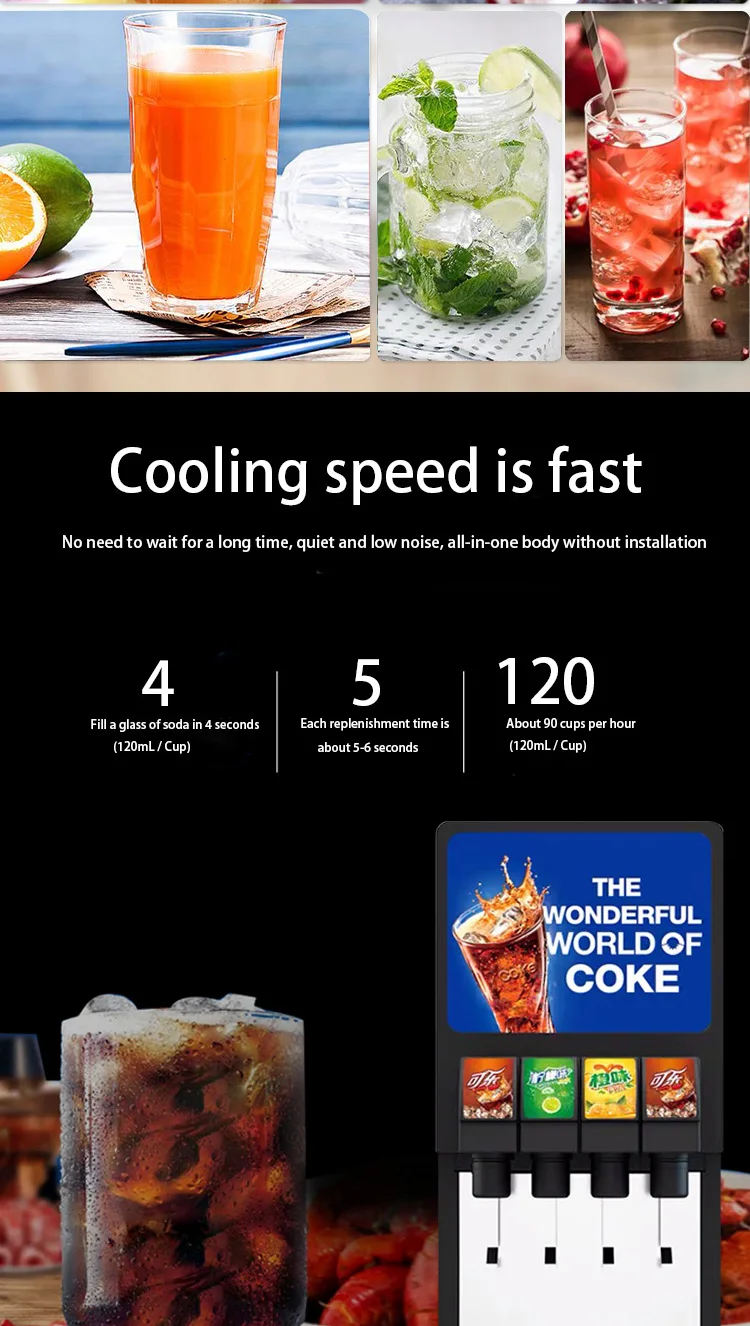 4-valve Carbonated Lemon Flavored Soda Machine - Cold Drink Fountain