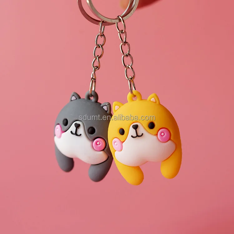 Cute Cartoon Corgi Dog Metal Key Chains Pvc Soft Rubber Car Key ...