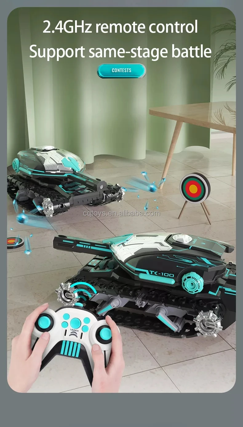 2.4g Shoot Water Bomb Light Music 360 Degree Spin Stunt Battle Watch ...