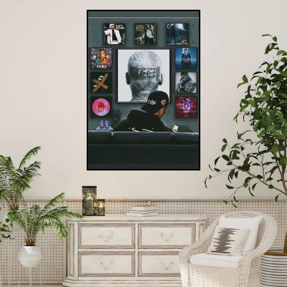 Chris Brown Rapper Breezy anime poster Prints Wall Sticker Painting ...