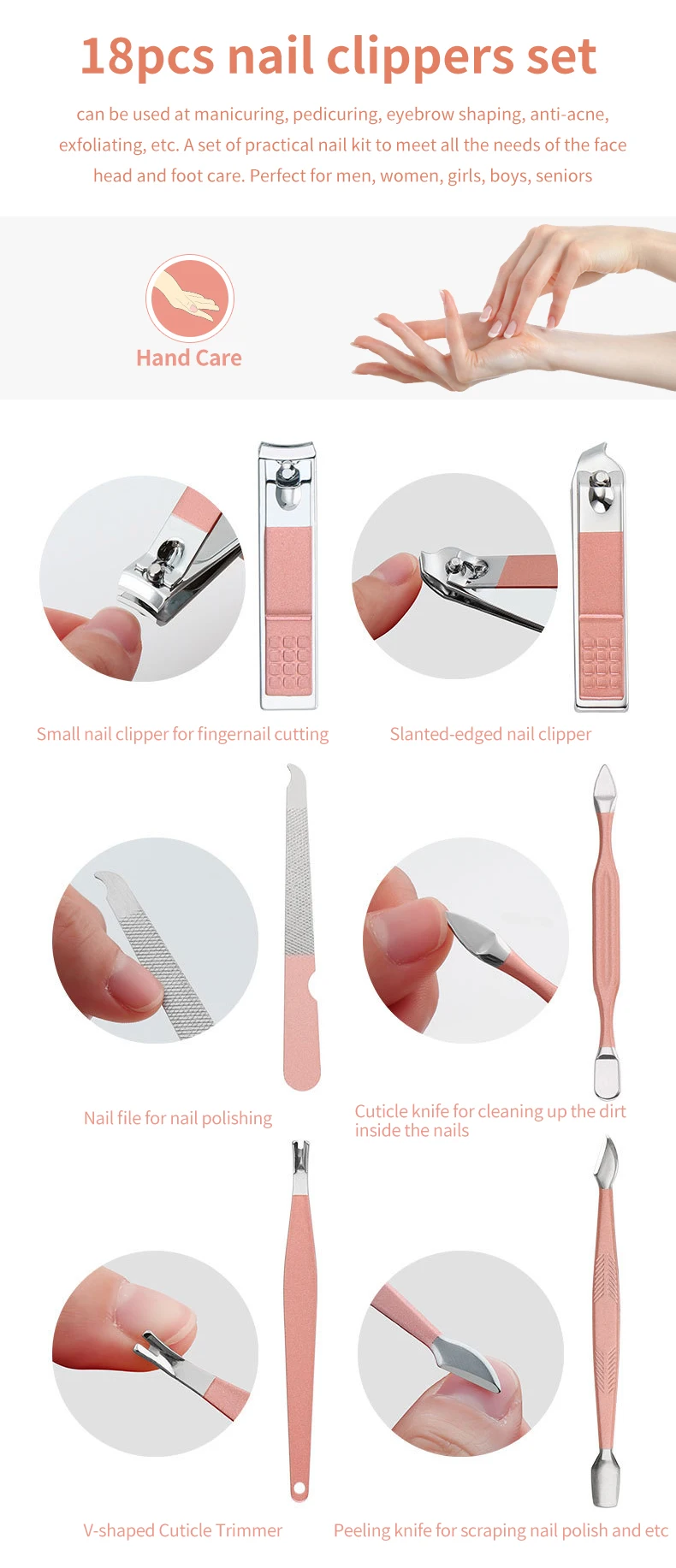 Professional 18-Piece Personal Care Tool Set Including Stainless Steel ...