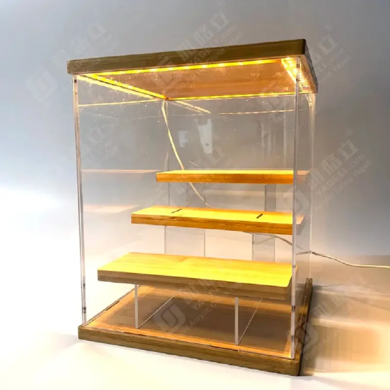 Custom 3 Tier Acrylic Led Display Case Dustproof Protection Showcase ...