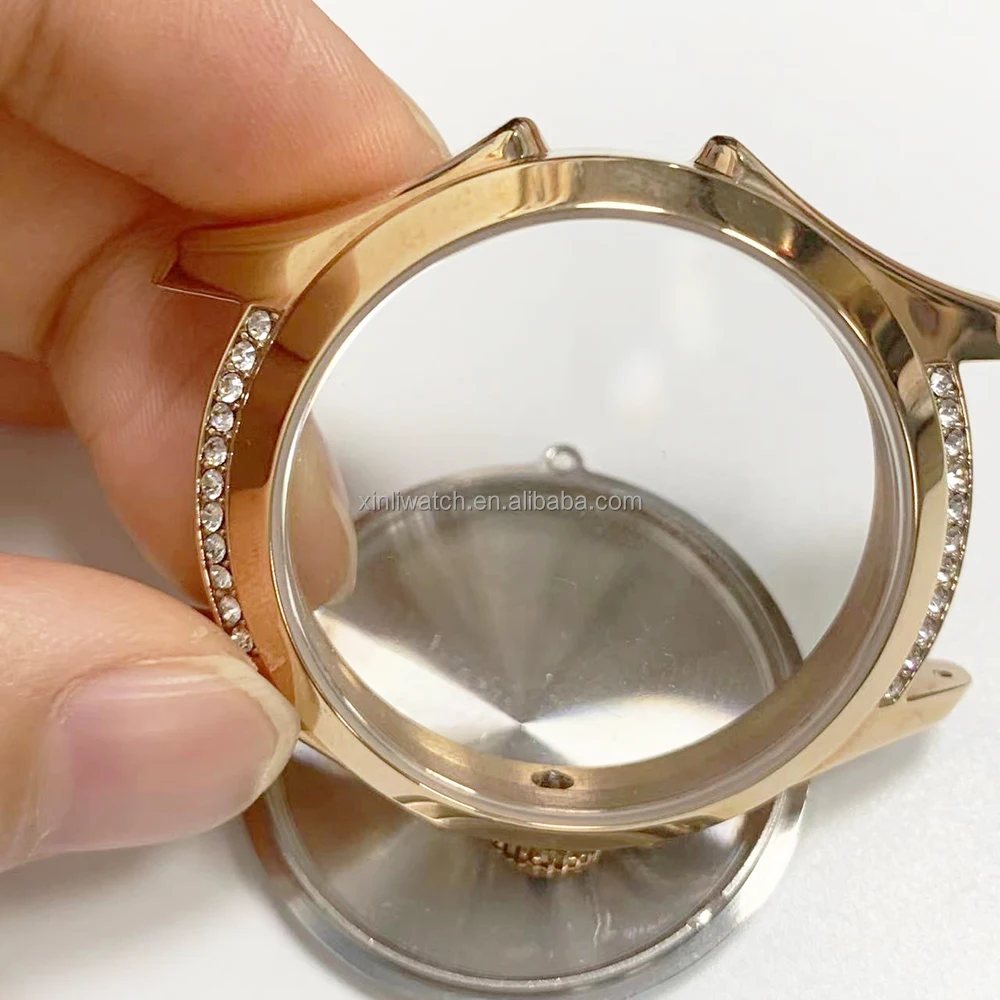 38mm Stainless Steel Watch case with Sapphire Crystal PVD Gold Rose ...