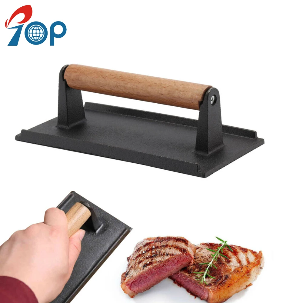 Cast Iron Square Meat Press Burger Press - Durable & Versatile