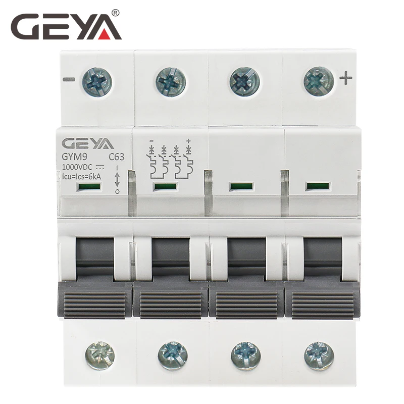 Geya Electric Gym9 6ka Mcb 4p Dc Circuit Breaker Solar Pv System Mini Mcb 250v 500v 750v 1000v ...