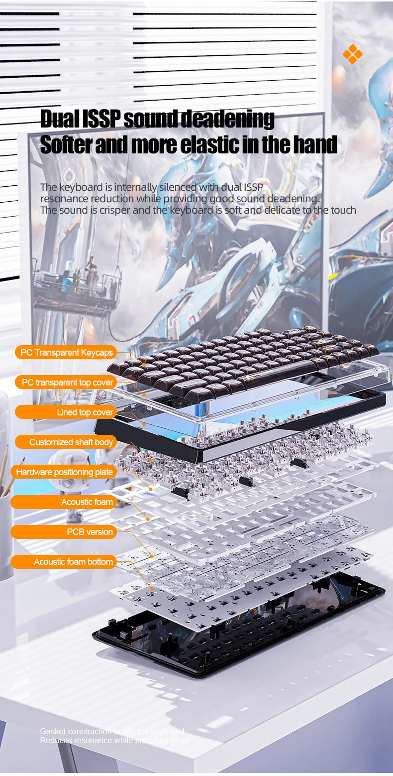 Attack Shark K75 - Transparent Hotswap Esports Keyboard