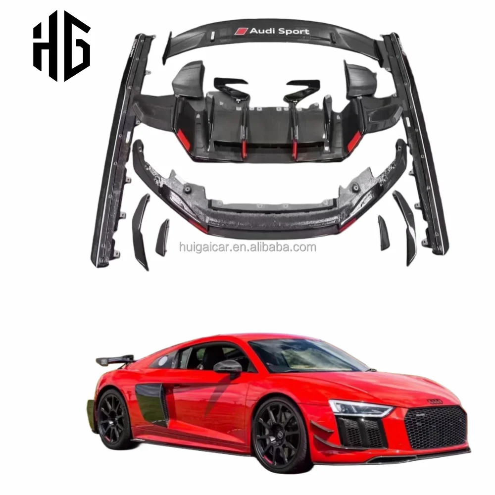 P Style Dry Carbon Fiber Body Kit Front Lip Canards Side Skirts ...
