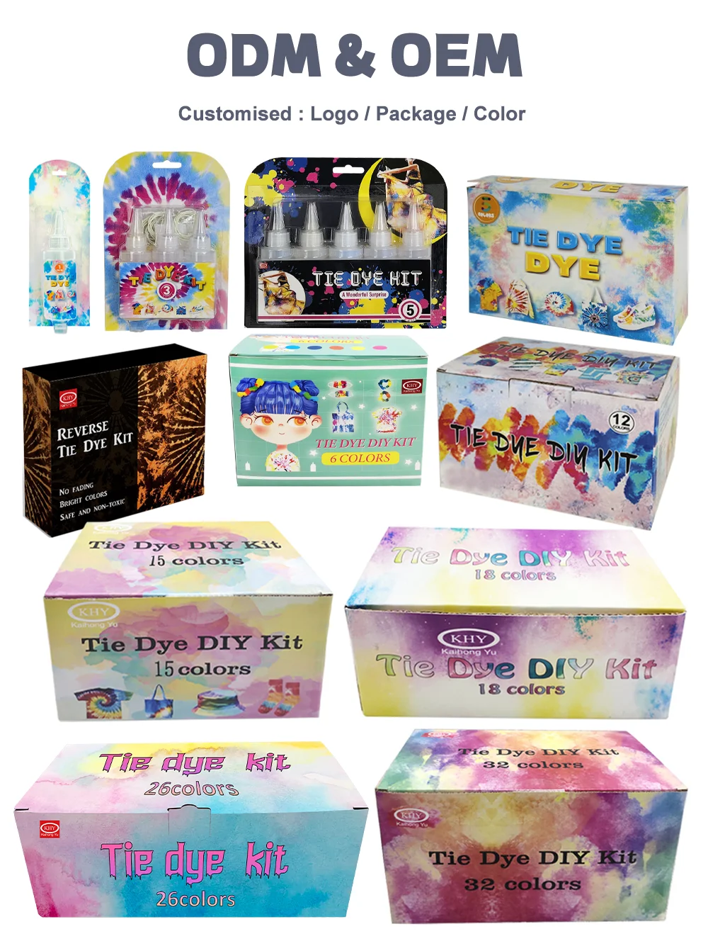 KHY Custom One Step DIY Set for Color Fabric Cloth Tie Dye Kit| Alibaba.com