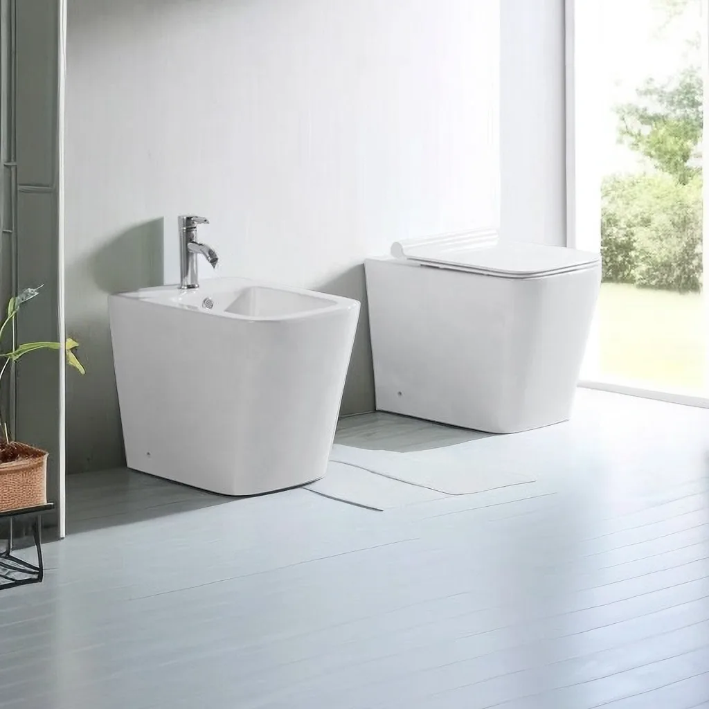 Sanitary Ware Floor Mounted Wc Toilet Set Bathroom Ceramic Back To Wall ...