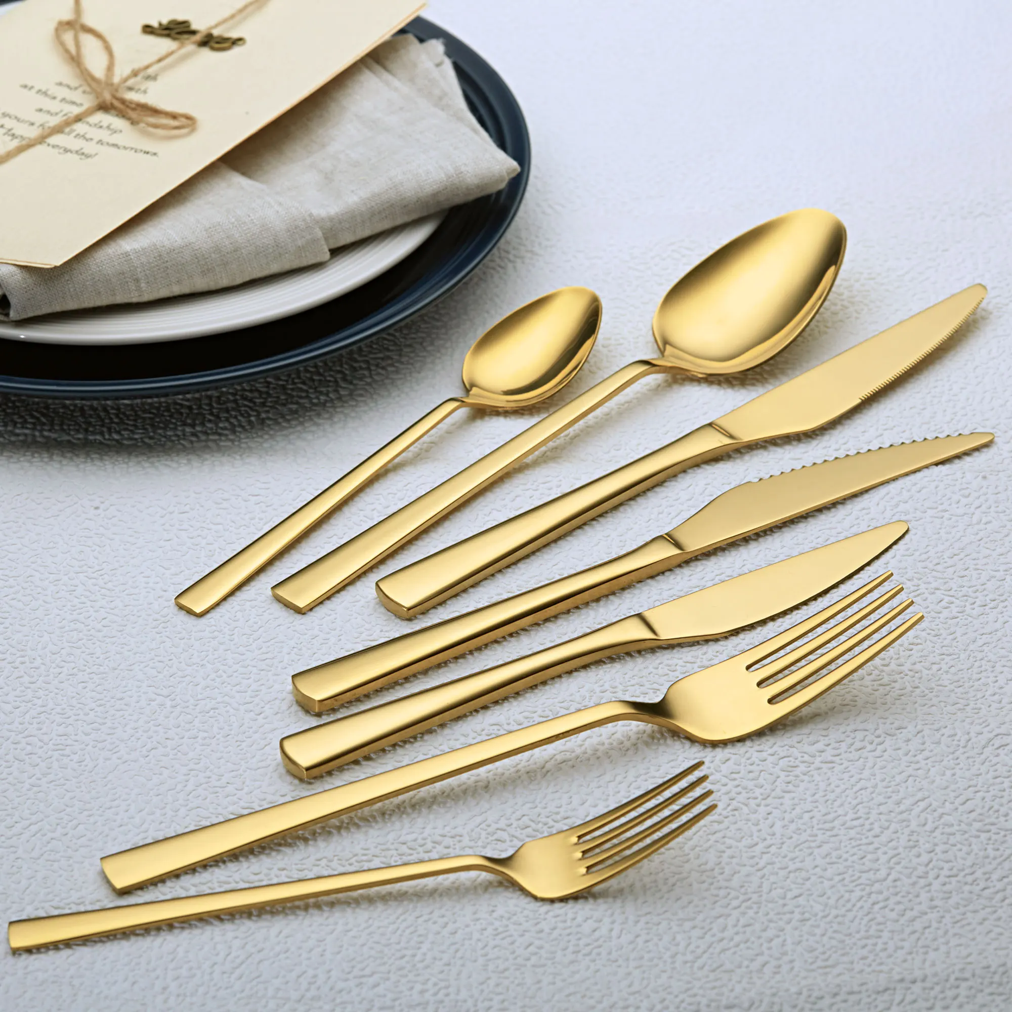 Custom High Quality Kitchen Gold Cutlery Set - 5PCS Luxury