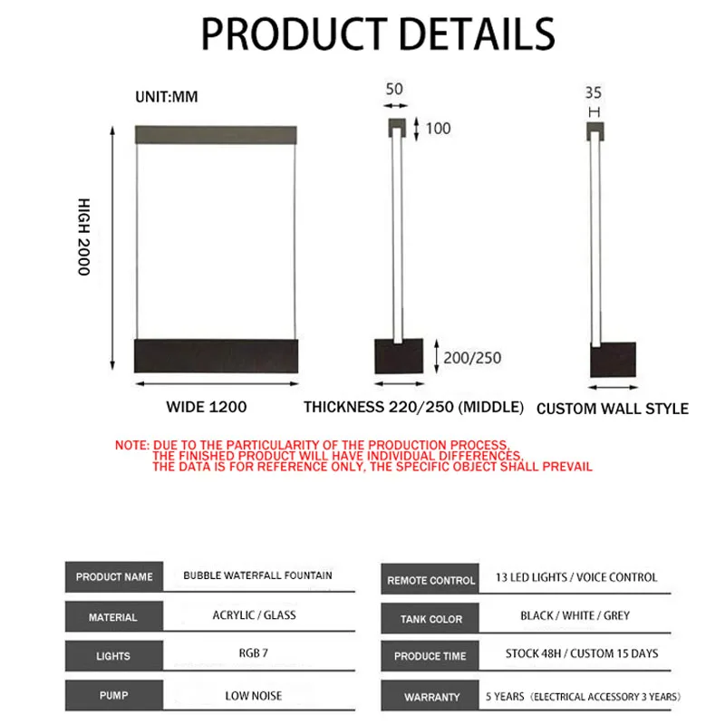 Customized Waterfalls Wall Acrylic Technics Outdoor Bubble Wall Water ...