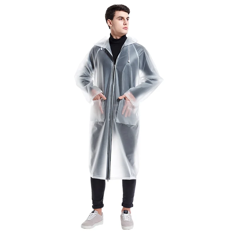 Adult Unisex White Rain Jacket With Zipper Raincoats For Adults ...