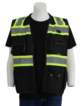 New Design Black Lighted Safety Vest - Hi Vis Reflective Safety Apparel ...