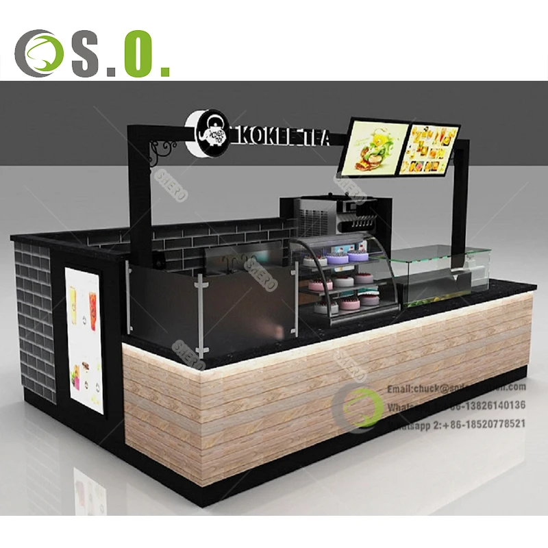 Shop Small Coffee Kiosk Design - Modern Milk Tea Shop Counter