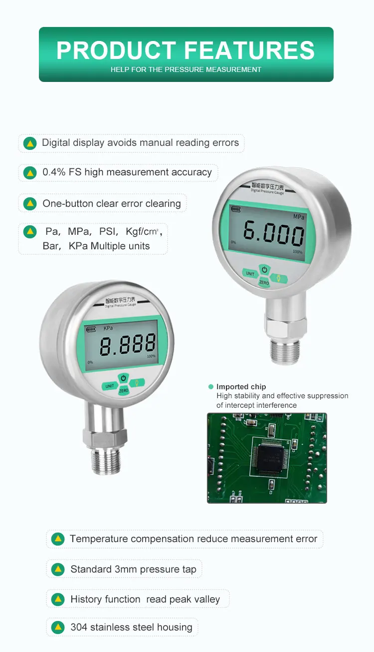 Digital Vacuum Pressure Compound Gauge Lcd Display Digital Pressure ...