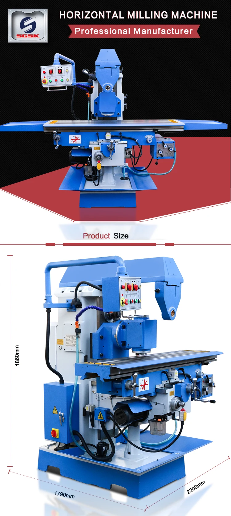 High Quality Horizontal Vertical Milling Machine Fresadora Manual for ...