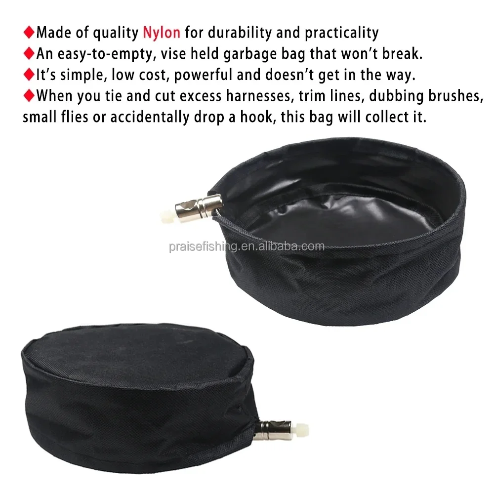 Fly Tying Trash Tray Waste Basket Fishing Vise Holder Bag Nylon Storage ...