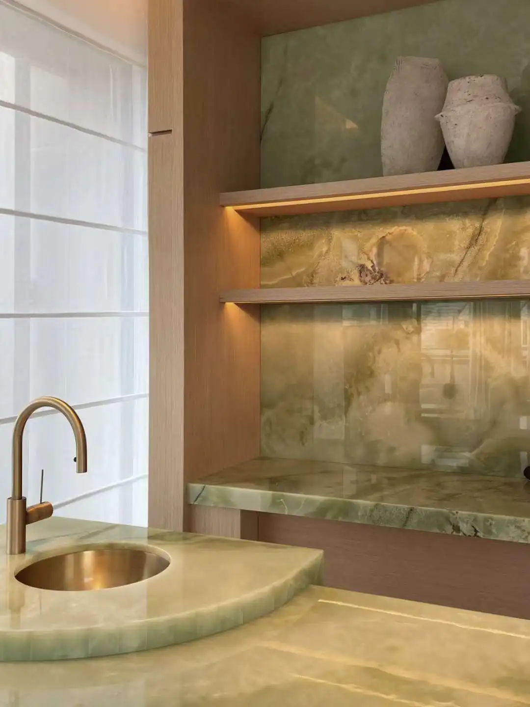 Natural Stone Wall Cladding - Translucent Green Onyx Slab