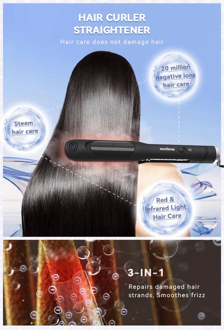 Professional Salon Ceramic Nano Tourmaline Vapor Steam Flat Iron Hair ...