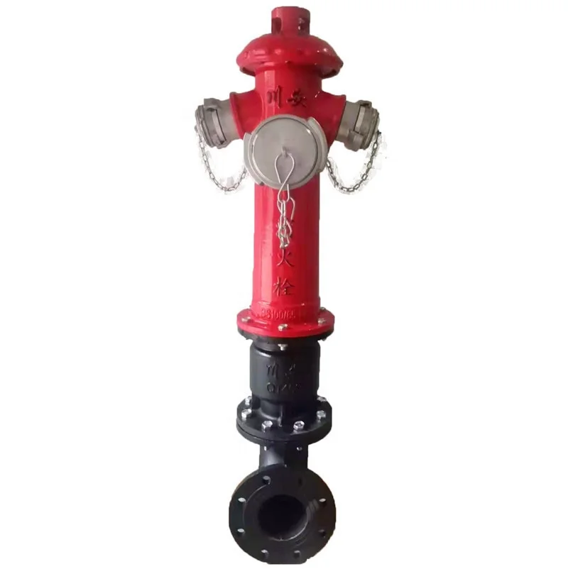 DN65 DN80 3 Way Outdoor Grounding Pillar Type Fire Hydrant With Flange ...