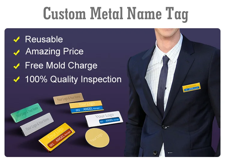 Wholesale Bulk Cheap Metal Laser Printing Name Tag Badge