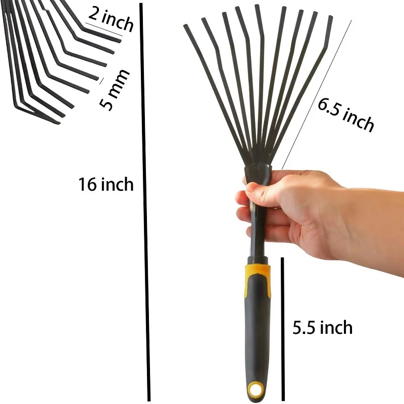 Wholesale Professional 9 Teeth Mini Hay Rake Leaf Claws Handheld Harrow ...