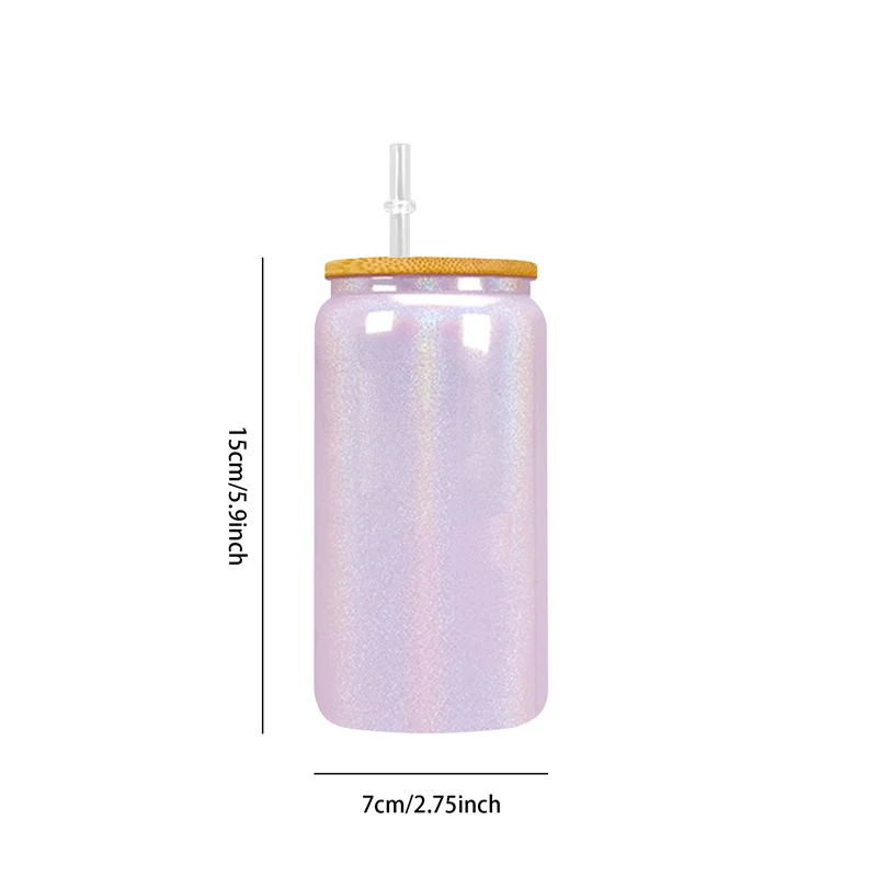 Custom 16oz Soda Beer Can Shape Tumbler Libby Glass Glitter Shimmer ...