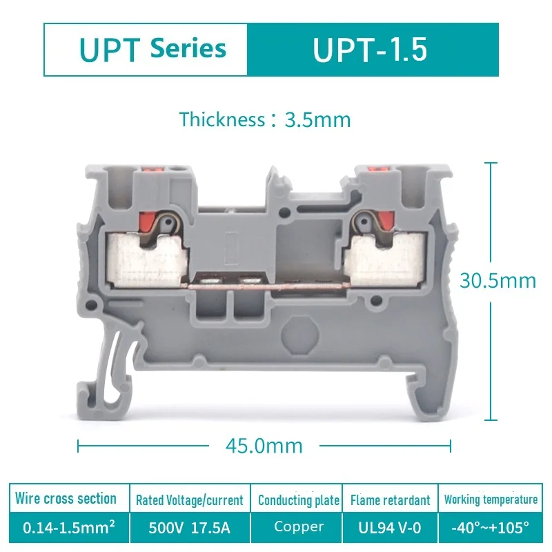 Pt1,5 Sqmm Push In Feed Through Electrical Panel Mounting Universal ...