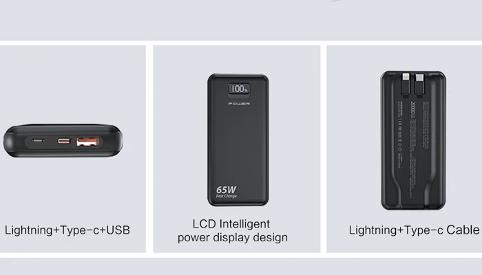 Type-C PD65W Two Way Fast Charging Container Power Bank 20000mAh High ...