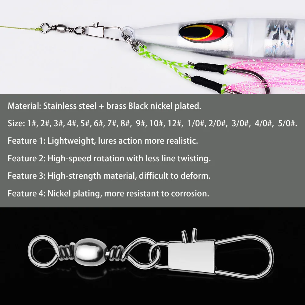 Oem Fishing Rolling Barrel Swivels Safety Snap Connectors Fishing ...