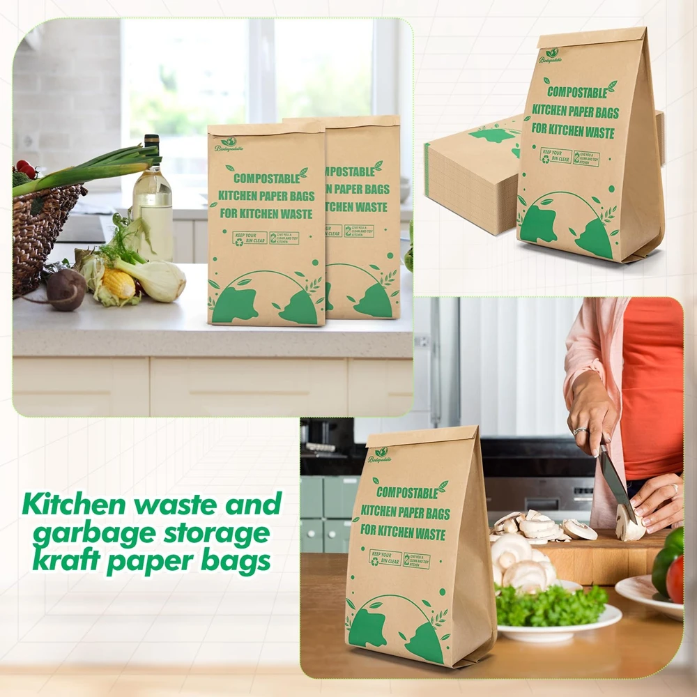 50 Lb Food Waste Disposable Compostable 100% Biodegradable Square ...