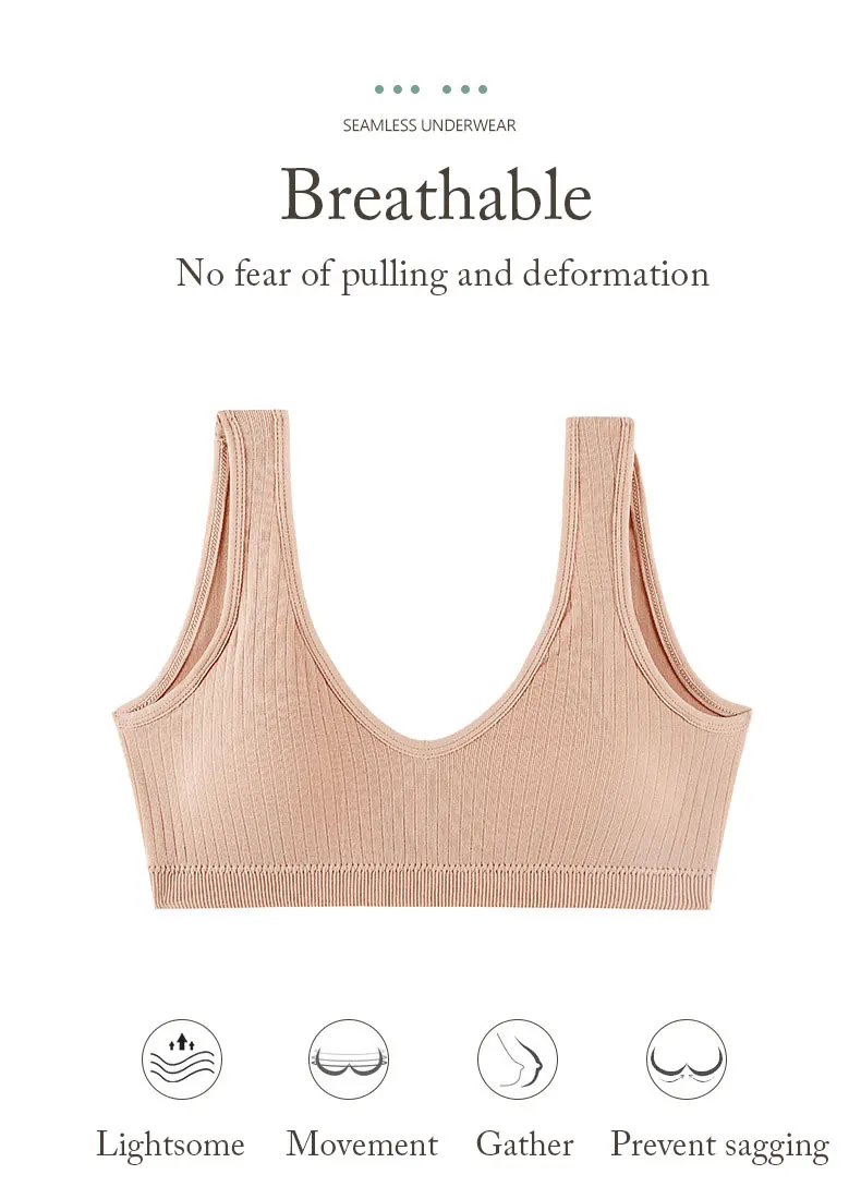 Comfortable Wire Free Bra Set Seamless Sports Bra & Briefs Set 2 Piece ...