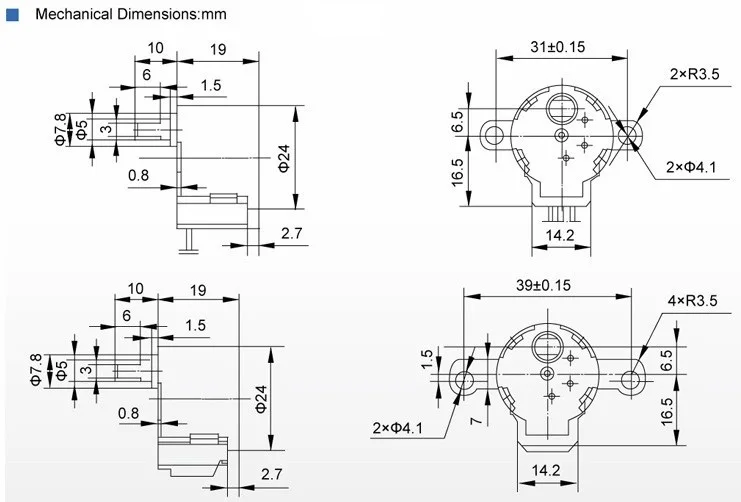 2 Phase 24byj Stepping Motor,5v 1:64 Mini 24byj48 Stepper Motor Made In ...