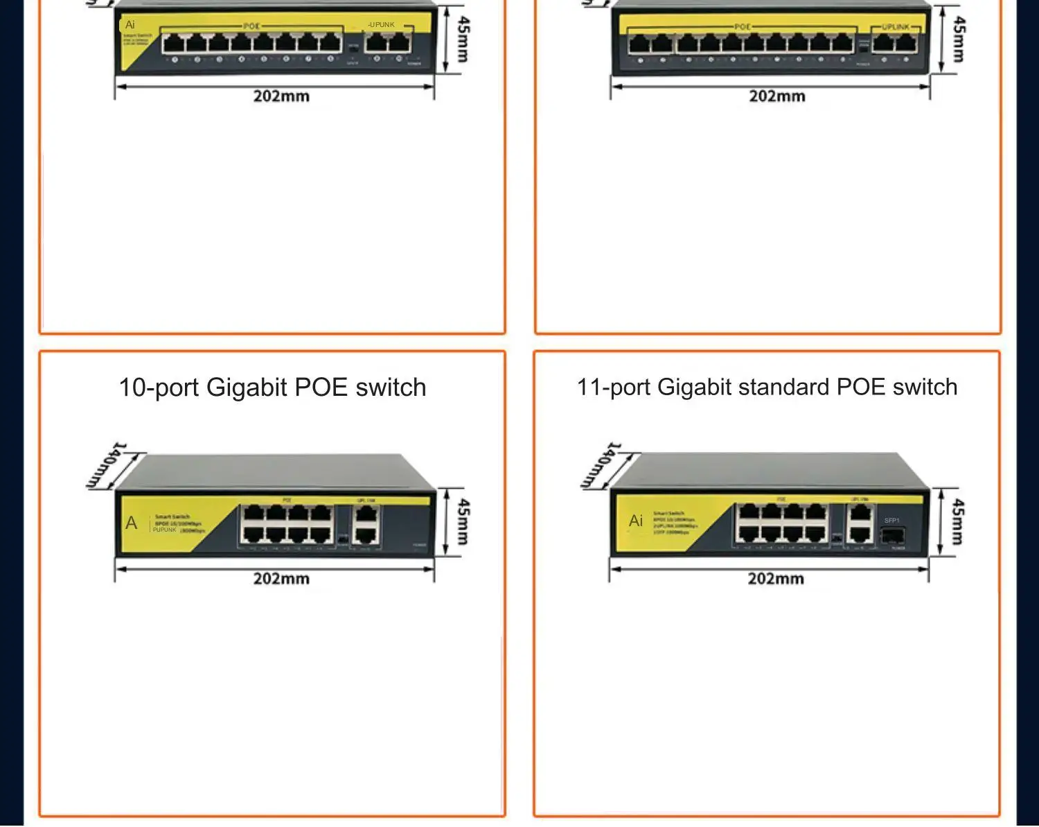 10 Ports Lightning Protection Standard Poe Power Supply Switch Gigabit ...