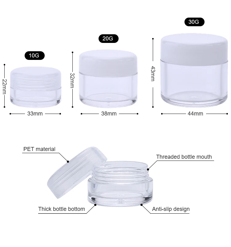 High Quality 5g 10g Empty Transparent Jars With White Lids Mini Lip Jar ...