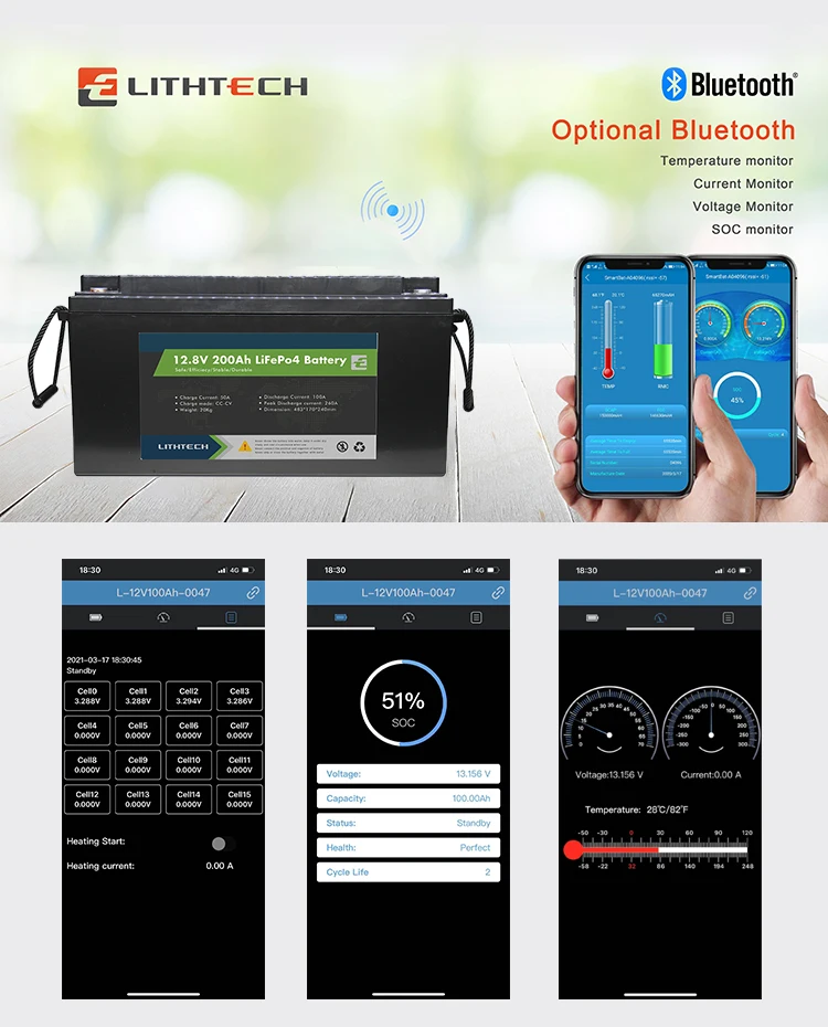 LITHTECH Deep Cycles Lifepo4 Batteries Lithium 12v 200ah Lithium Iron ...