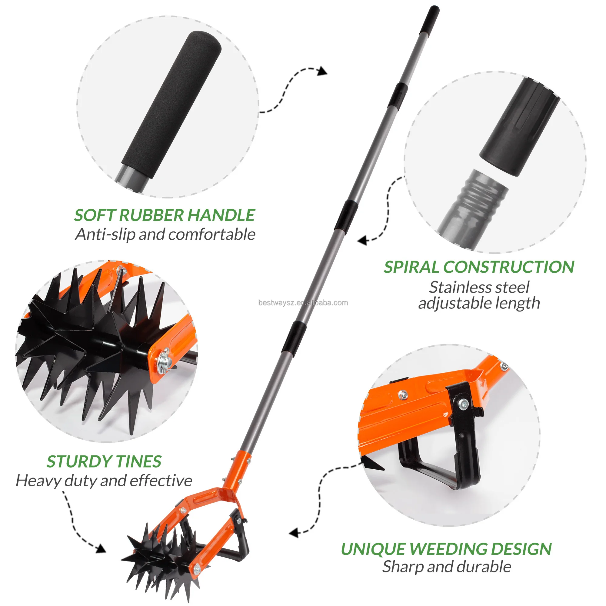 Rotary Cultivator Tool - Adjustable Garden Hand Tiller