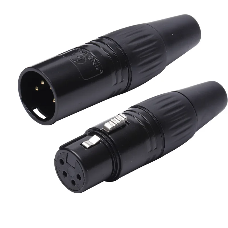 4 Pin XLR Plug Connector Solder Type Microphone Line Mic Audio Jack ...