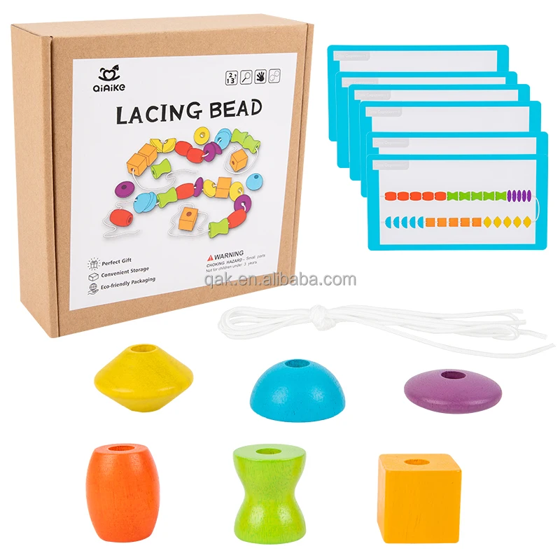 2022 Kids Montessori Diy Colored Wooden Cartoon Making Shaped String ...