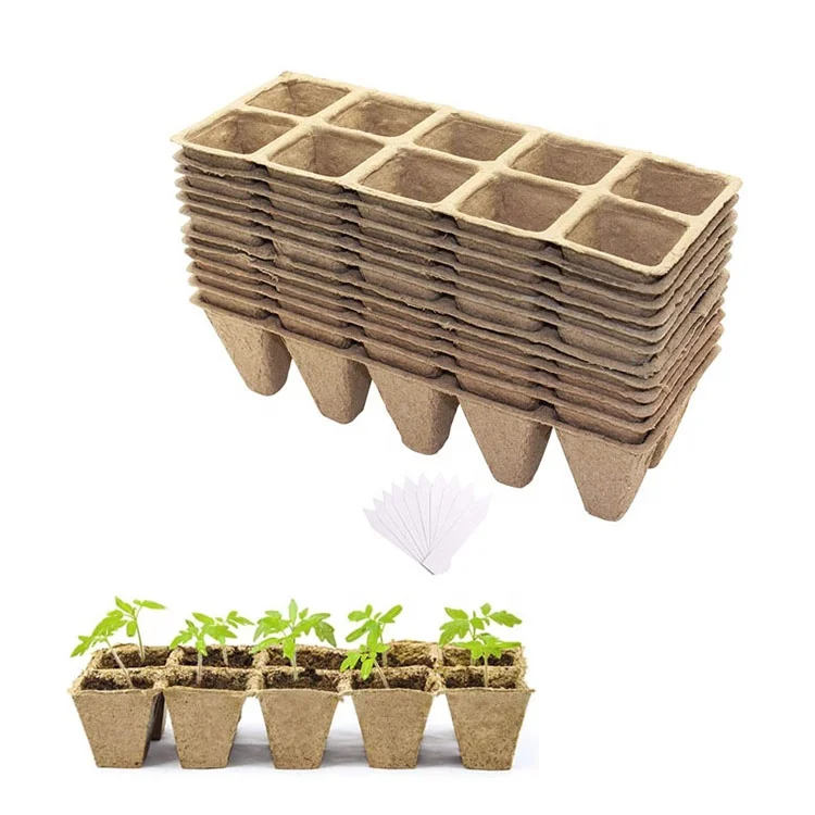 Disposable Biodegradable Paper Pulp Seeding Cup Square Garden Plants ...