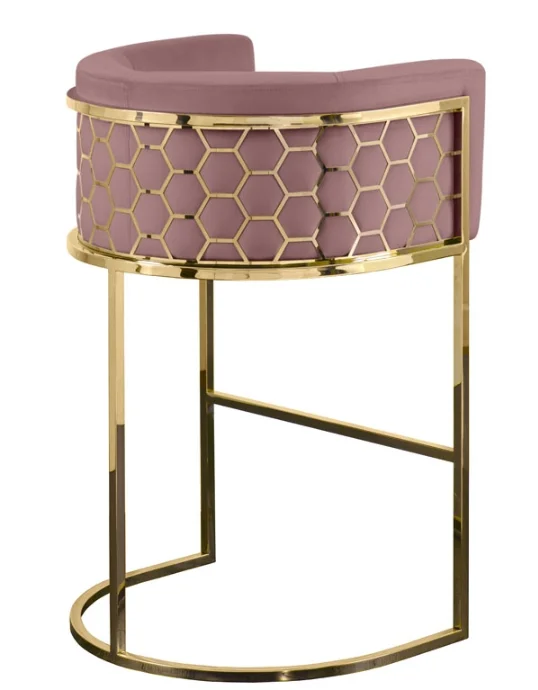 Nordic Modern Multicolor Metal Bar Stool with Velvet Fabric