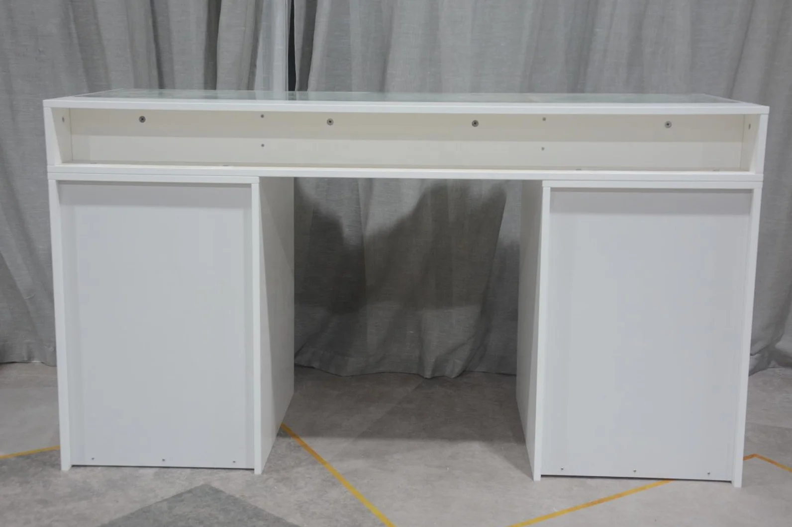 Modern White Makeup Vanity Table with Glass Top - Stylish Dressing ...