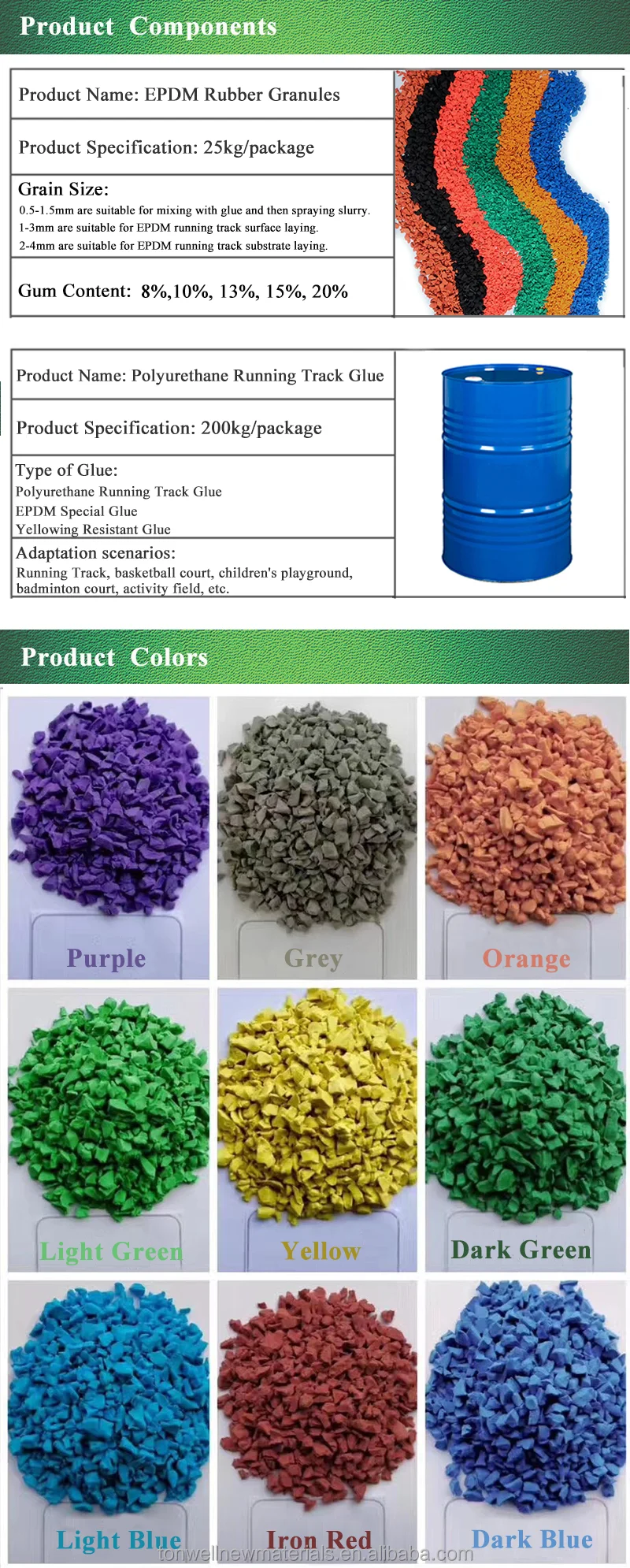 Athletic 400 Meters 13mm Epdm Granules Tartan Track Synthetic Rubber ...