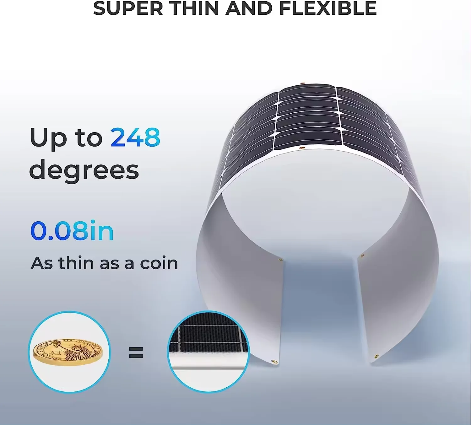 Oem Rollable Narrow Solar Panels Custom Made 12v 24v Monocrystalline ...