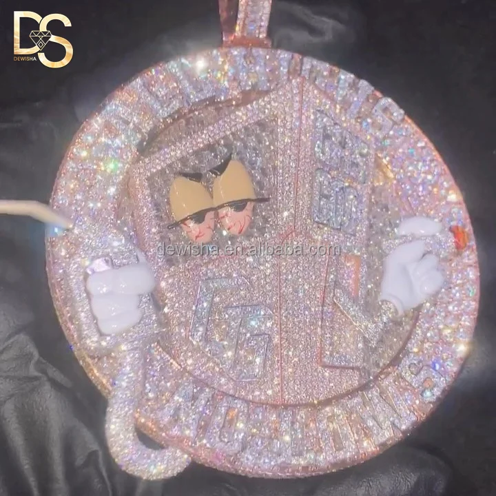 Factory Custom Round Iced Out Bust Down Name Letter Logo Pendant for ...