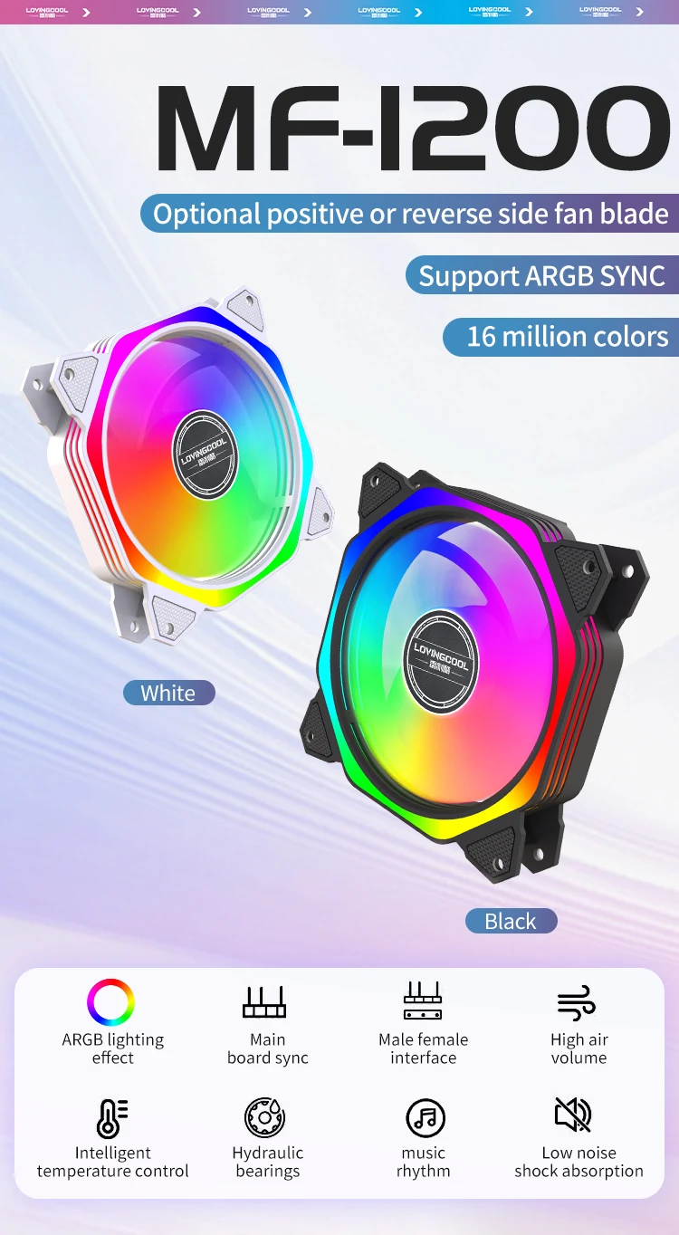 Lovingcool Pc case ARGB Fan Cpu Cooling and Computer Chassis Fans Whit ...