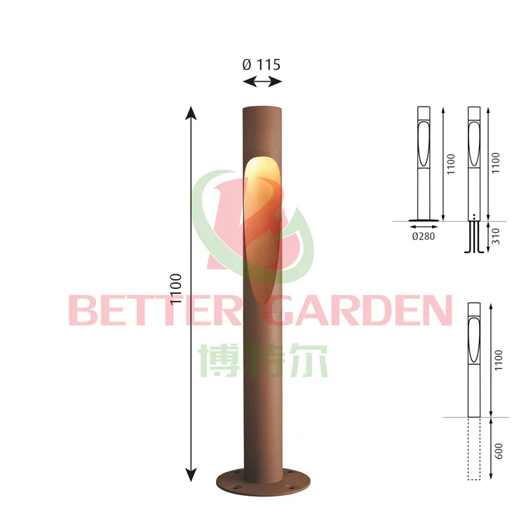 Corten Steel Bollard Lights - Durable Outdoor Garden Lighting